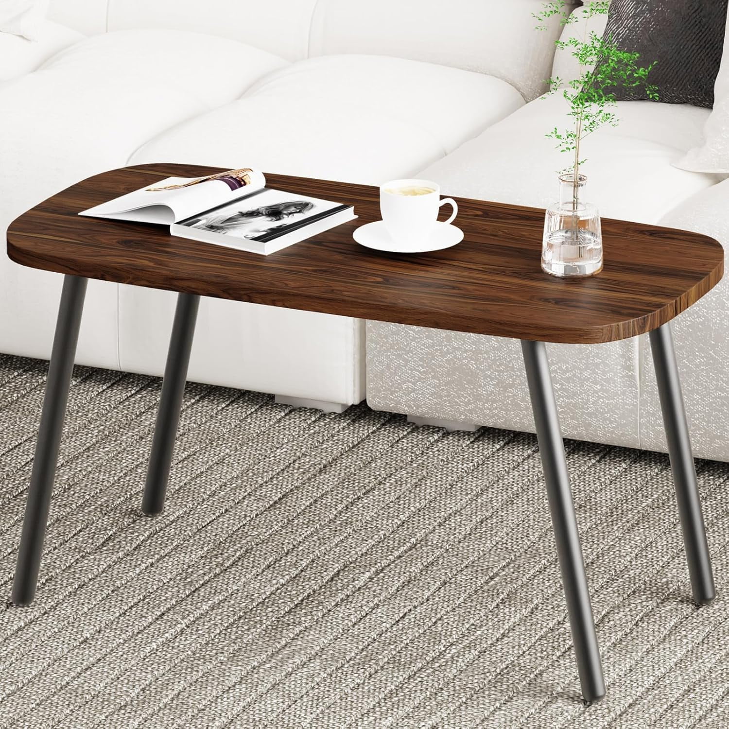 Folding Coffee Table, Wood Coffee Table Portable Low Floor Table with ...