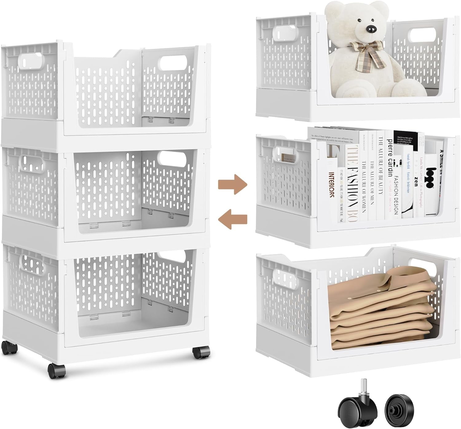 Folding Collapsible Closet Organizers and Storage Bins Box, Plastic ...
