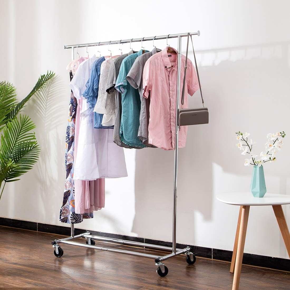 Folding/Collapsible Clothing/Garment Rack, 250 lbs Heavy-Duty Rolling ...