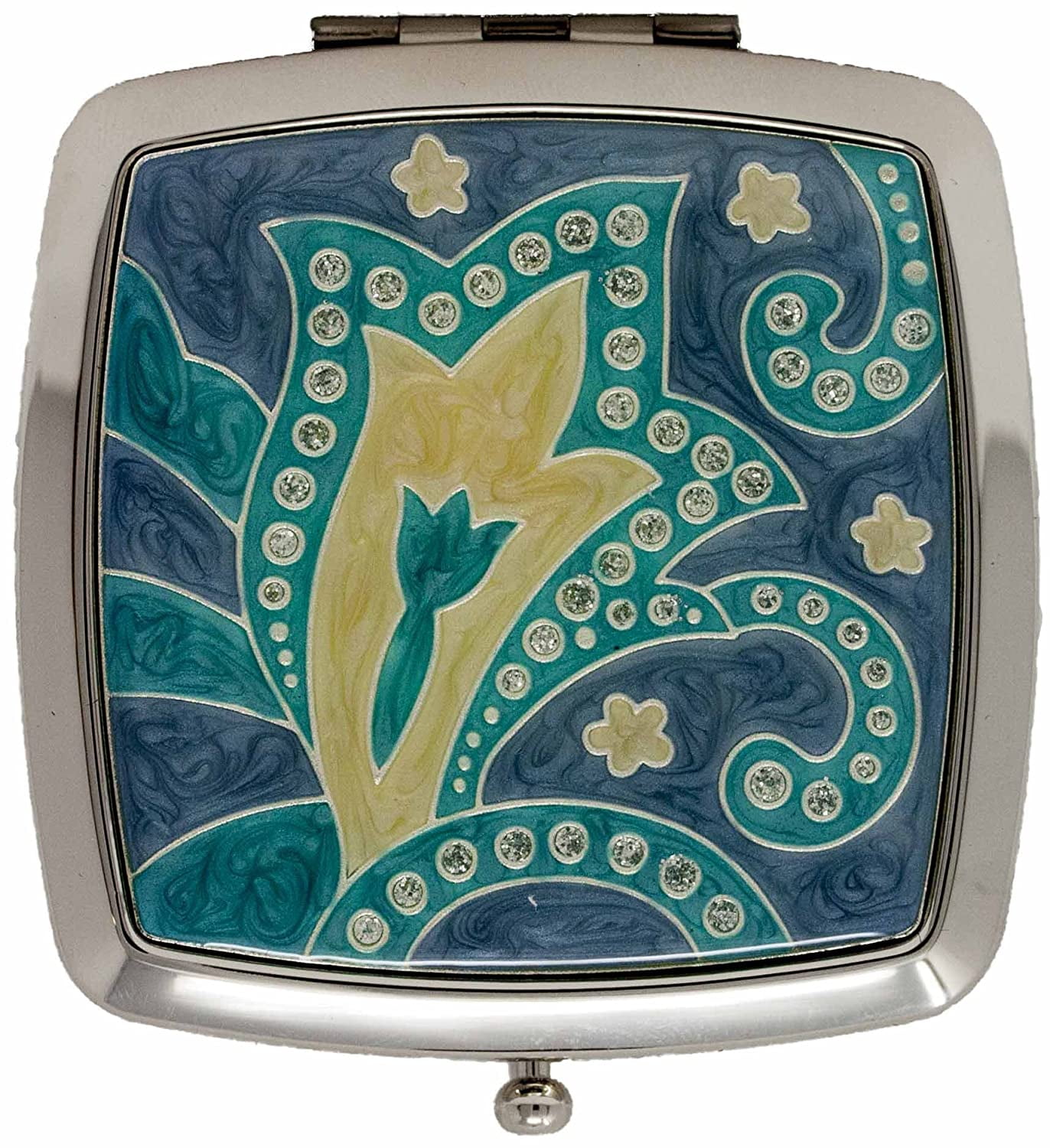 Folding Compact Pocket Makeup Mirror With Swarovski Rhinestone Crystals ...