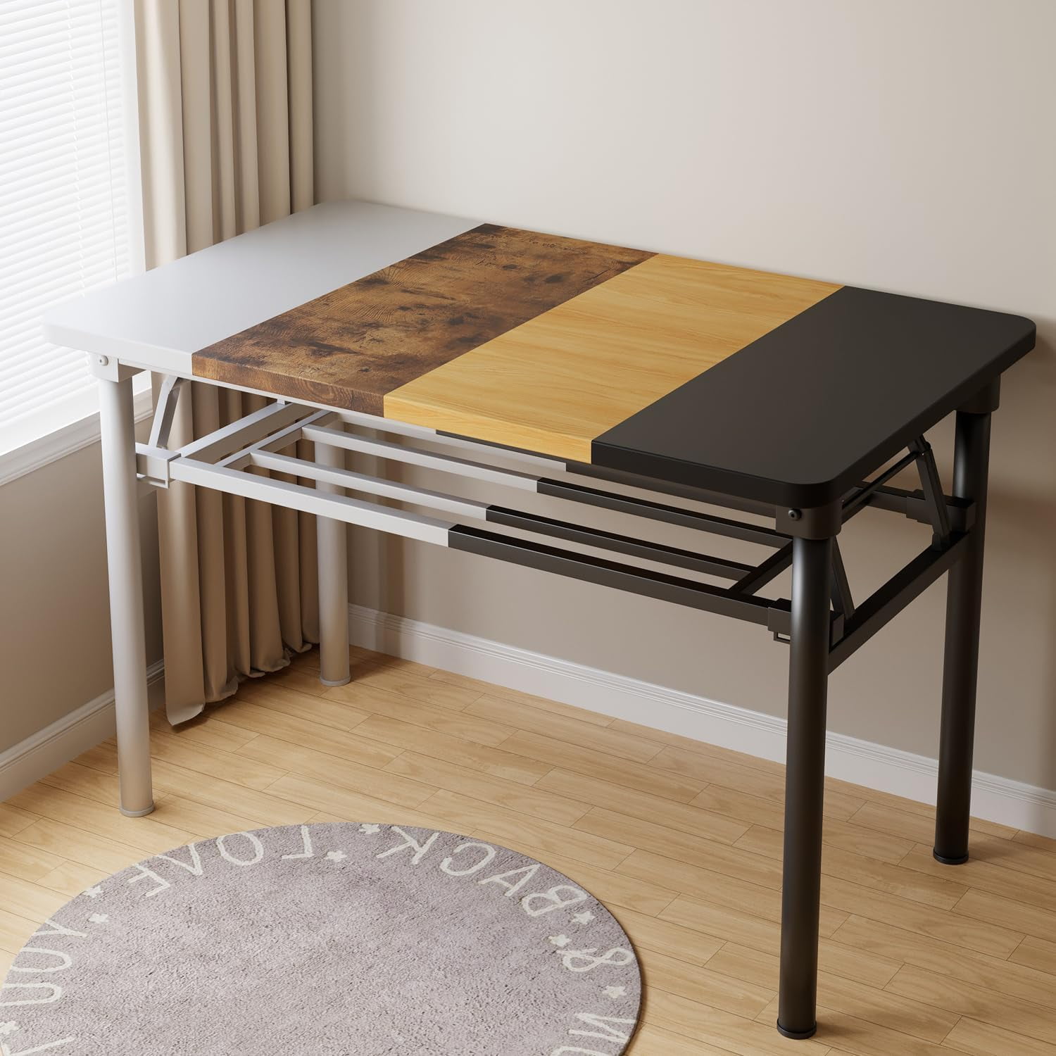 Folding Computer Desk with Storage Rack, 31.5 inch Foldable Desk for ...