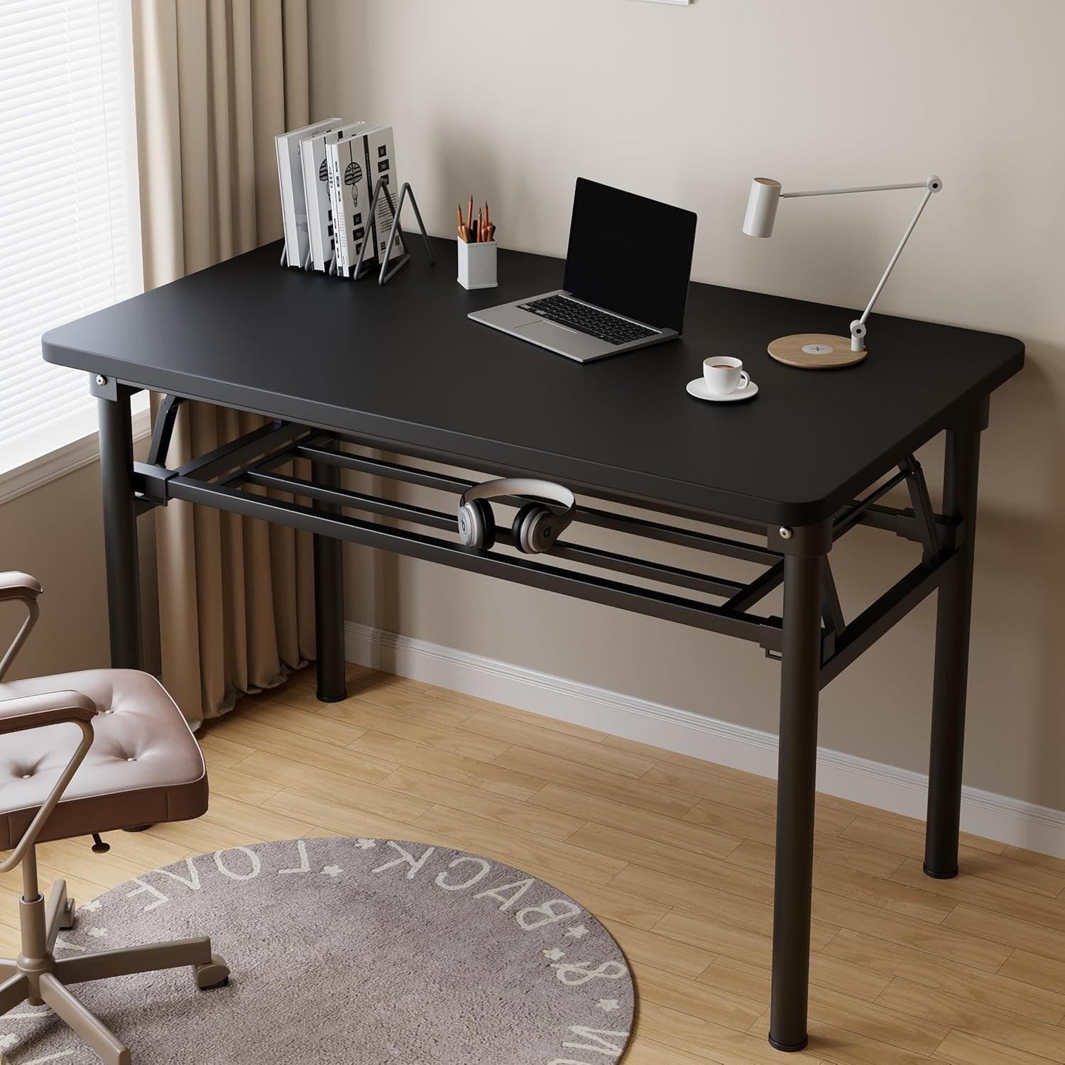 Folding Computer Desk with Storage Rack, 31.5 inch Foldable Desk for ...
