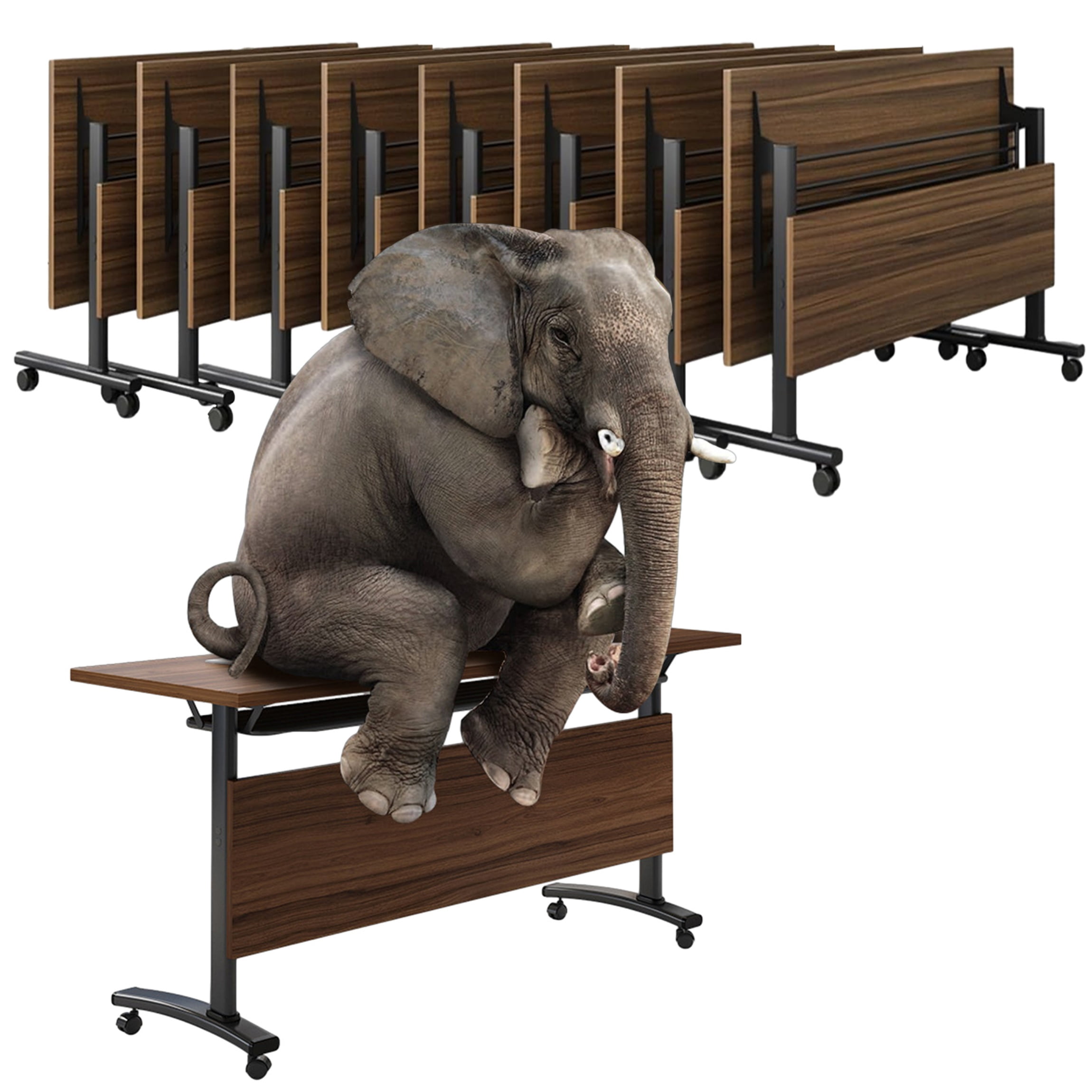 Folding Conference Table with Wheels 10 Pack 63 Inch Flip Top Mobile ...