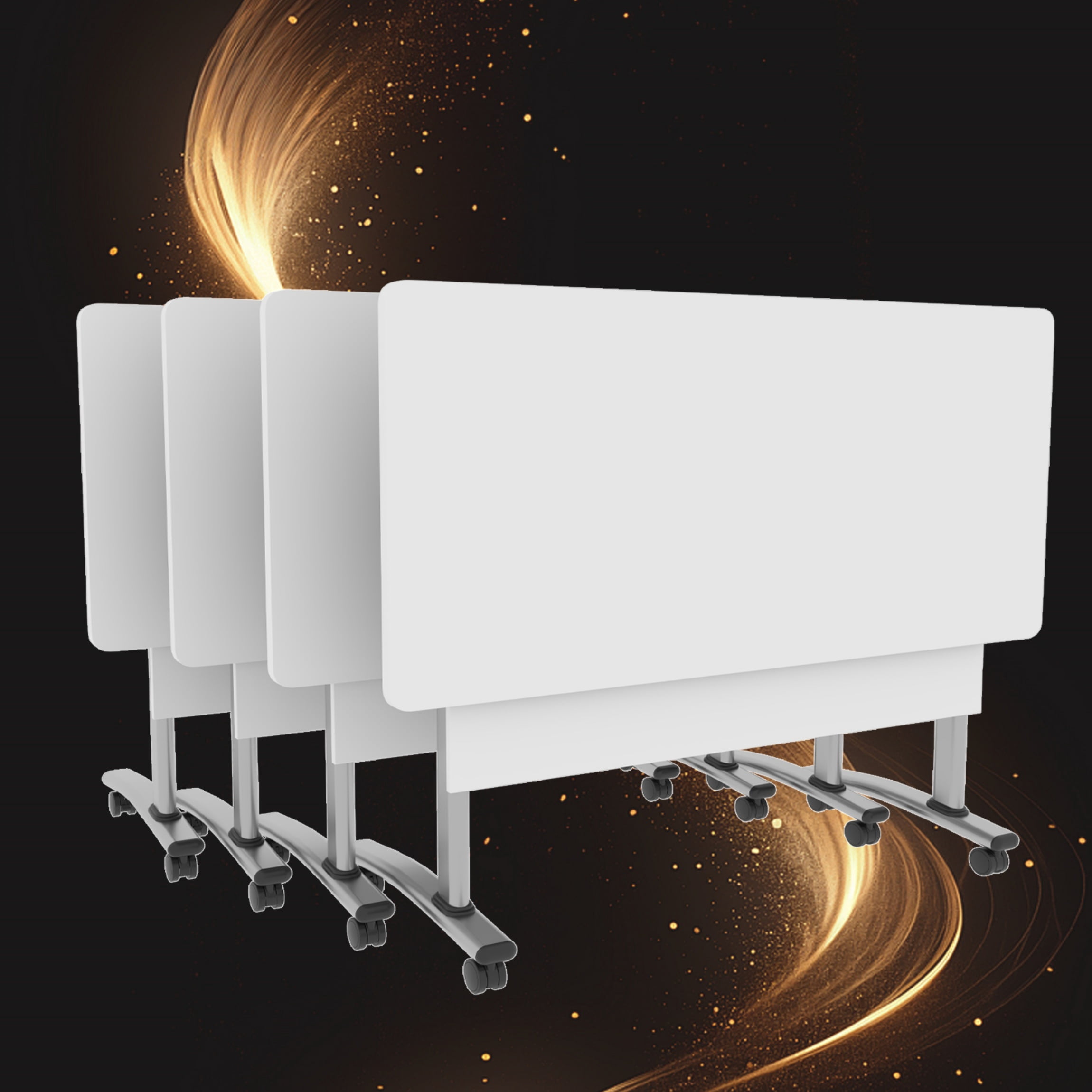 Folding Conference Table with Wheels 4 Pack 70.8 Inch Silver Flip Top ...