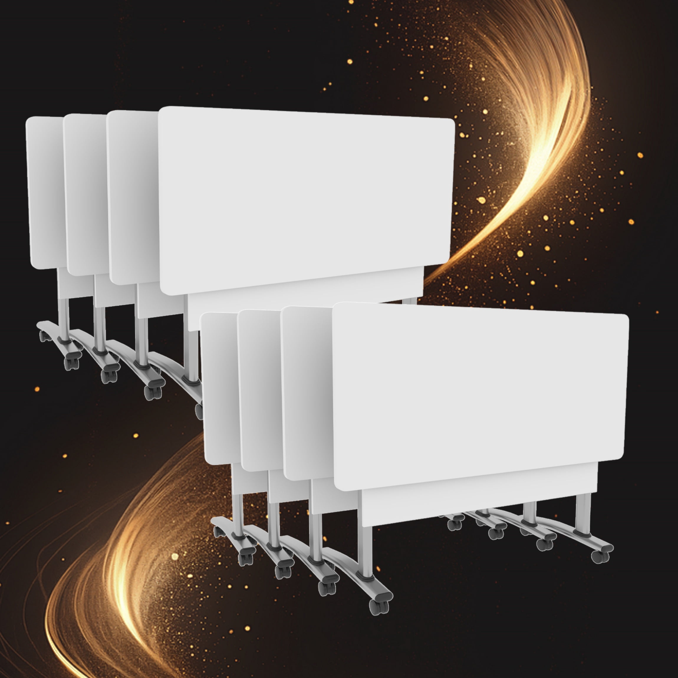 Folding Conference Table with Wheels 8 Pack 70.8 Inch Flip Top Mobile ...