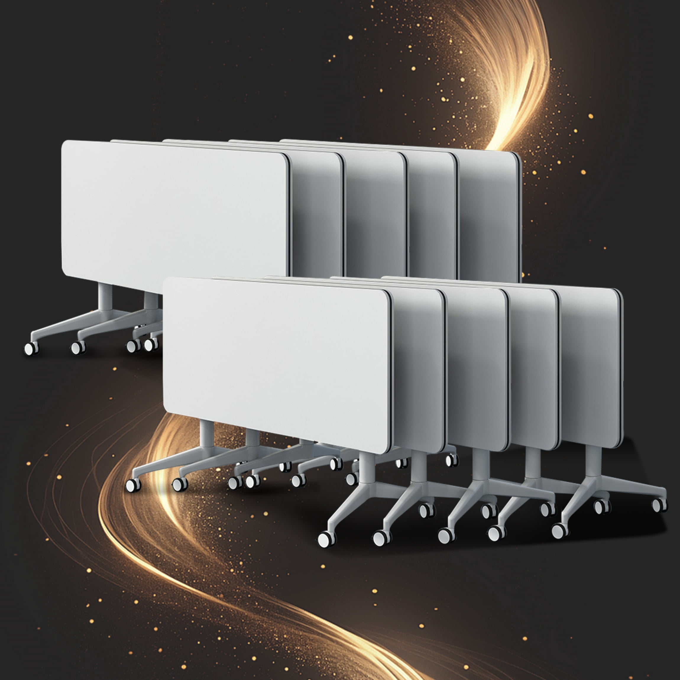 Folding Conference Table with Wheels 10 Pack 70.8 Inch Flip Top Mobile ...