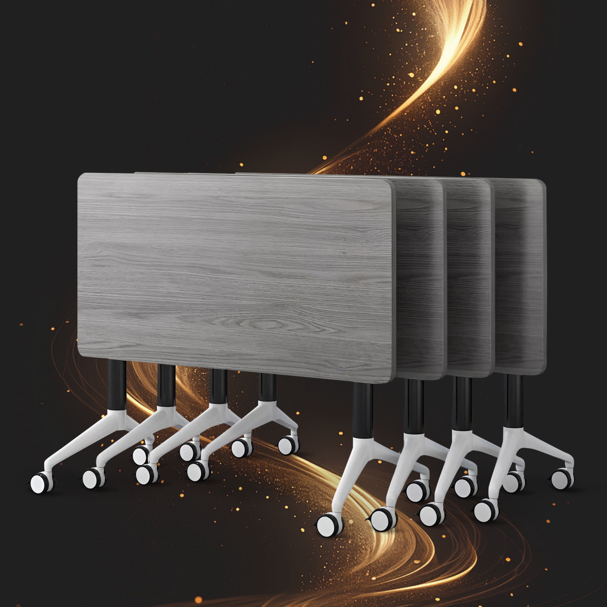Folding Conference Table with Wheels 4 Pack 47.2 Inch Flip Top Mobile ...