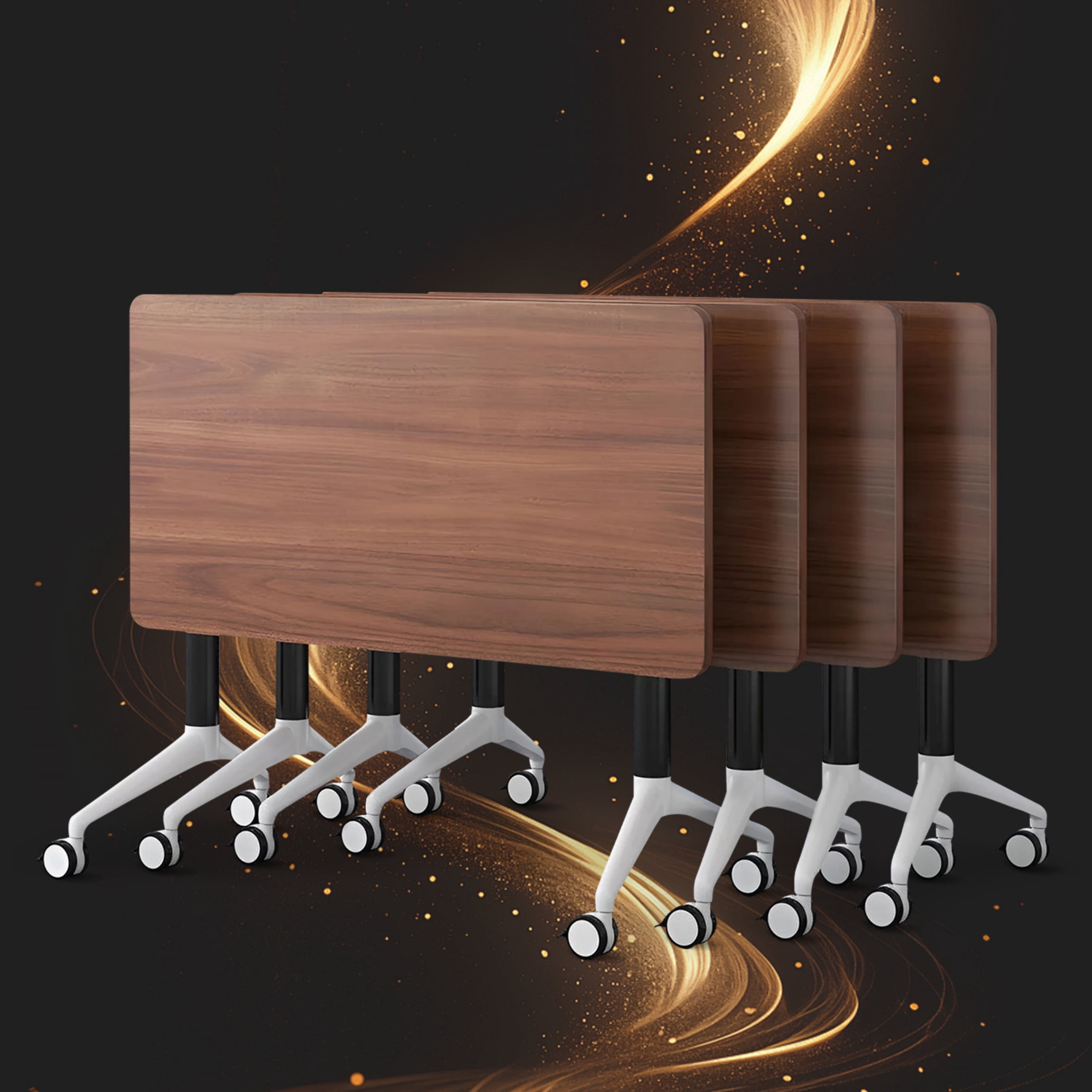 Folding Conference Table with Wheels 4 Pack 70.8 Inch Flip Top Mobile ...