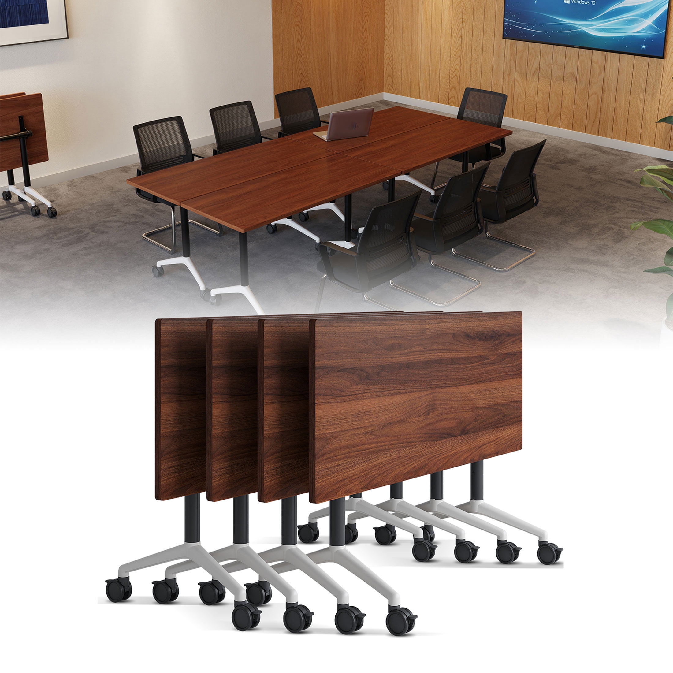 Folding Conference Room Tables,Mobile Training Table with Wheels ...