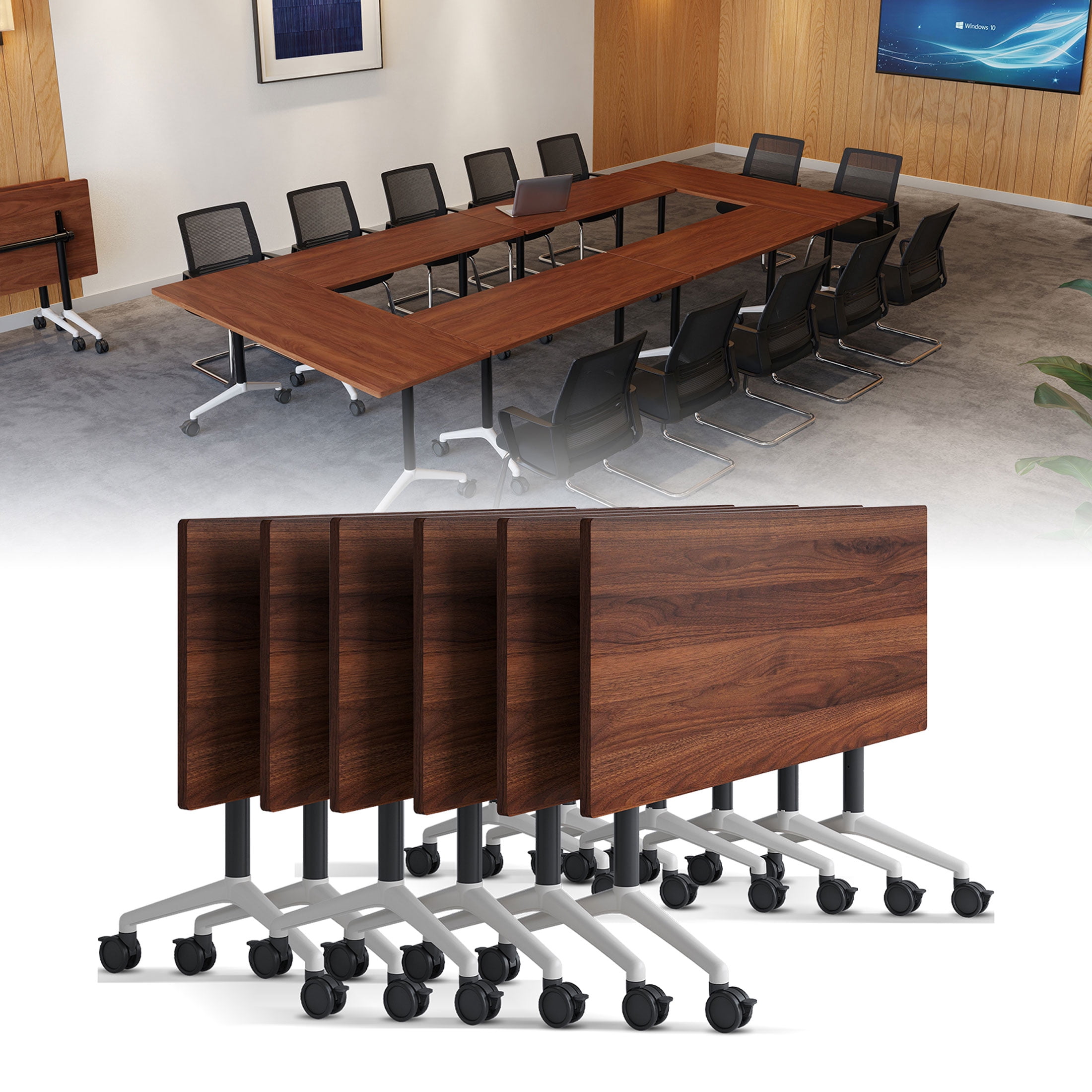 Folding Conference Room Tables,Mobile Training Table with Wheels ...