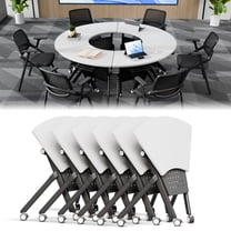 Folding Conference Table with Wheels 6 Pack 70.8 Inch Flip Top Mobile ...
