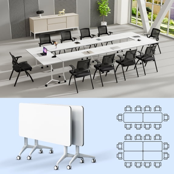 Folding Conference Table Foldable Conference Room Tables for 6-12 ...