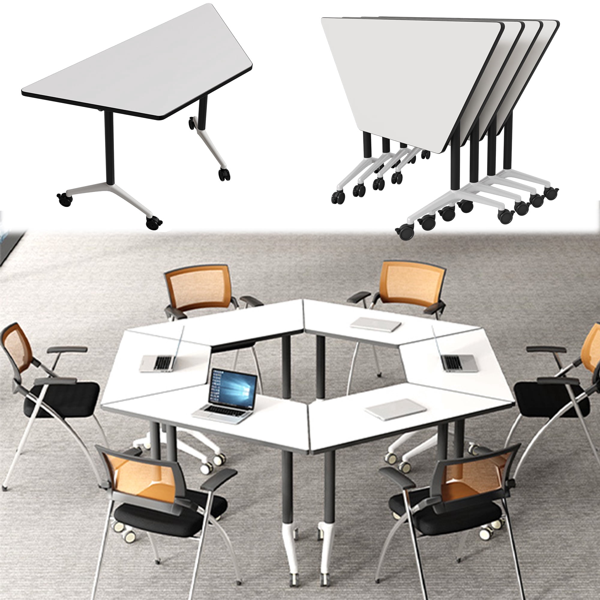 Folding Conference Table, Modular Conference Room Tables Modern Flip ...