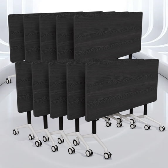 Folding Conference Table with Wheels 10 Pack 47.2 Inch Flip Top Mobile ...
