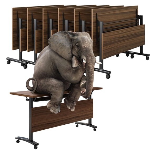 Folding Conference Table with Wheels 6 Pack 55.1 Inch Flip Top Mobile ...