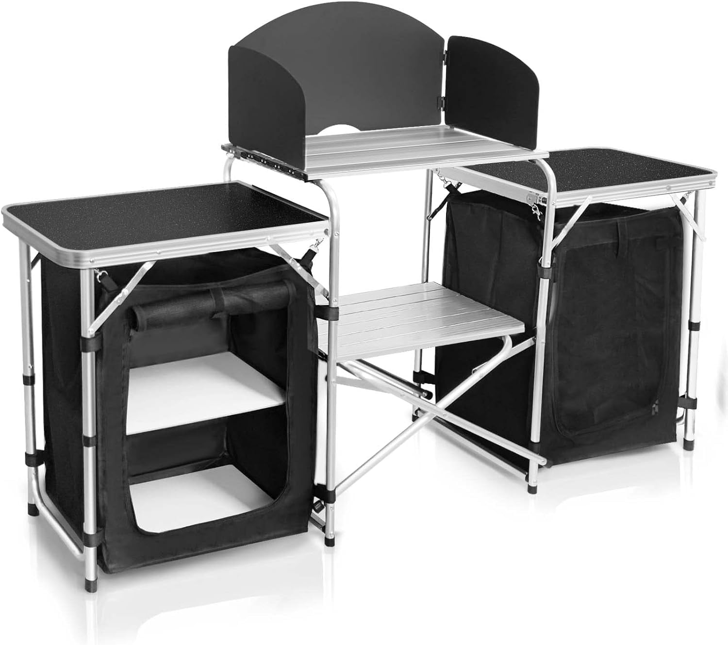 Folding Cooking Table Outdoor Portable Cook Station Aluminum Camping ...