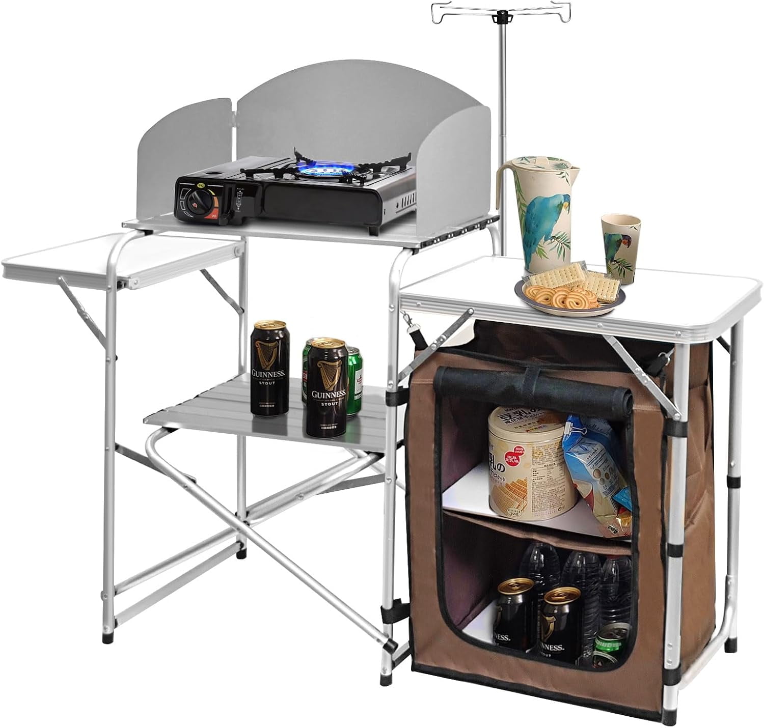 Folding Cooking Table Outdoor Portable Cook Station Aluminum Camping ...