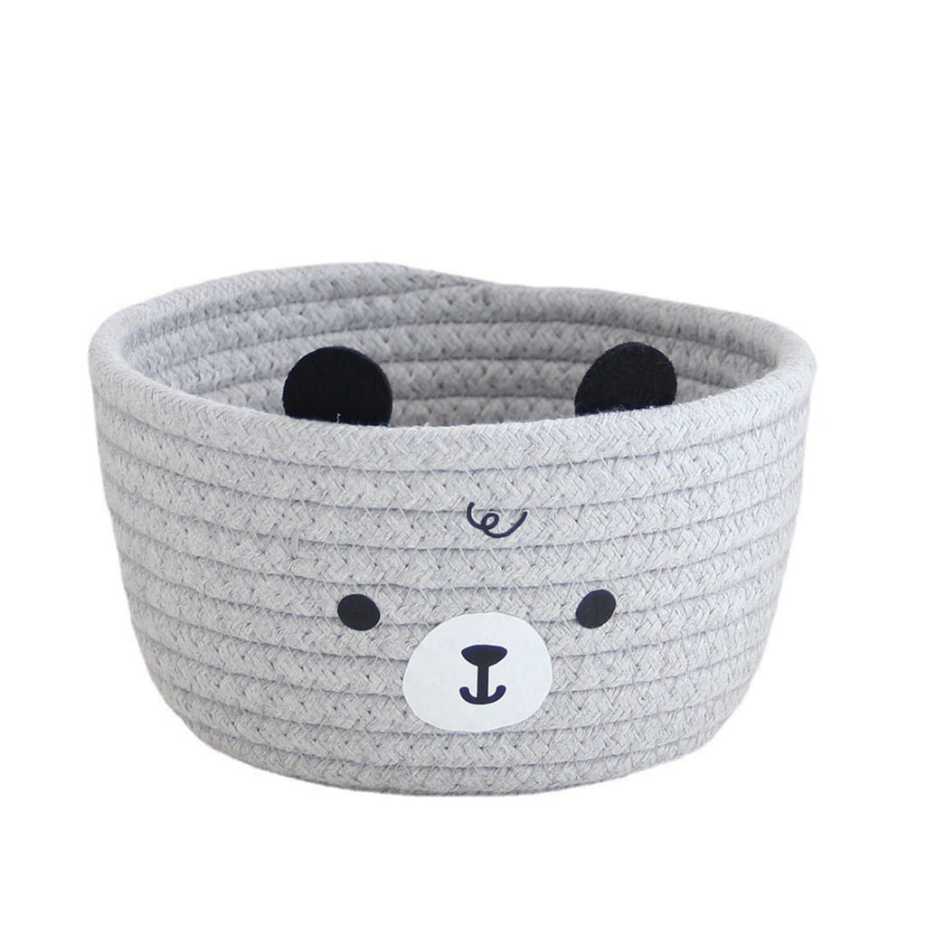 Folding Cotton Rope Storage Bin with Pandas and Bear Designs for Kids ...