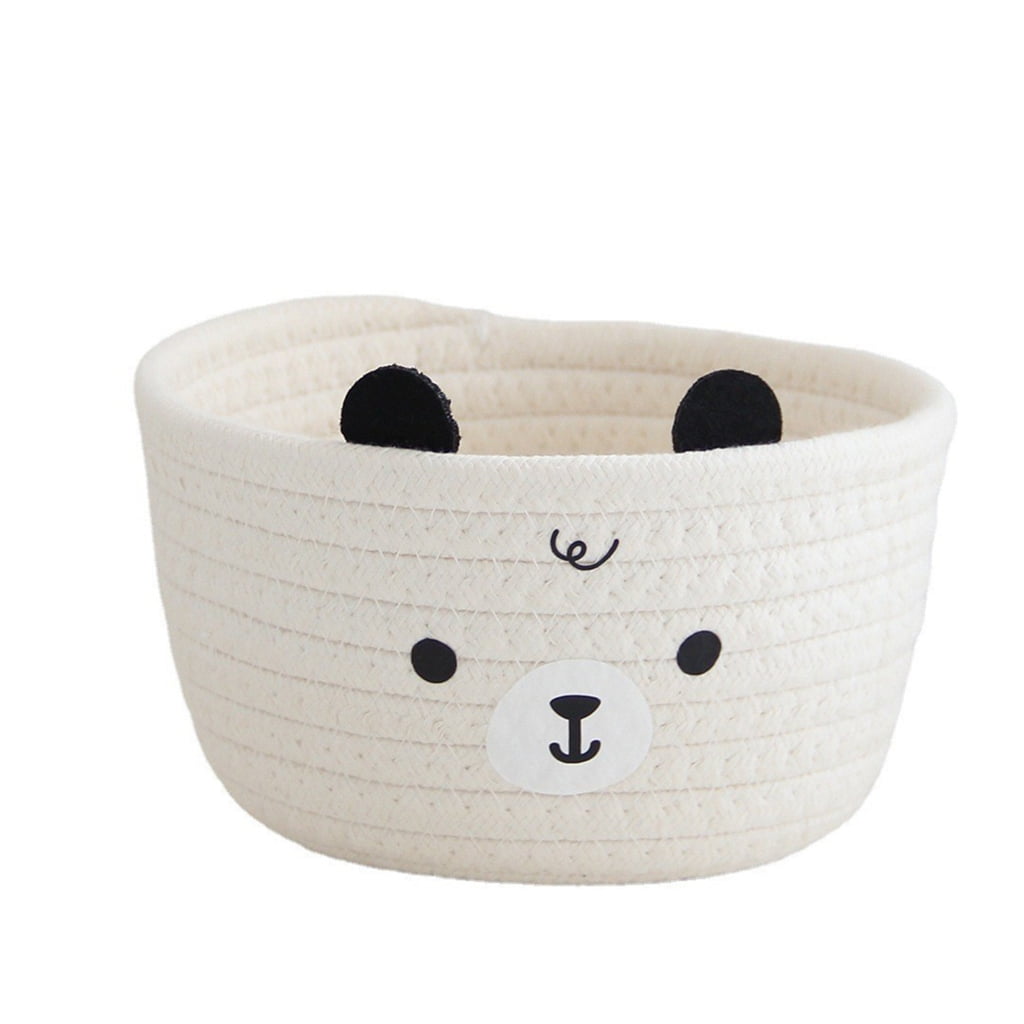 Folding Cotton Rope Storage Bin with Pandas and Bear Designs for Kids ...