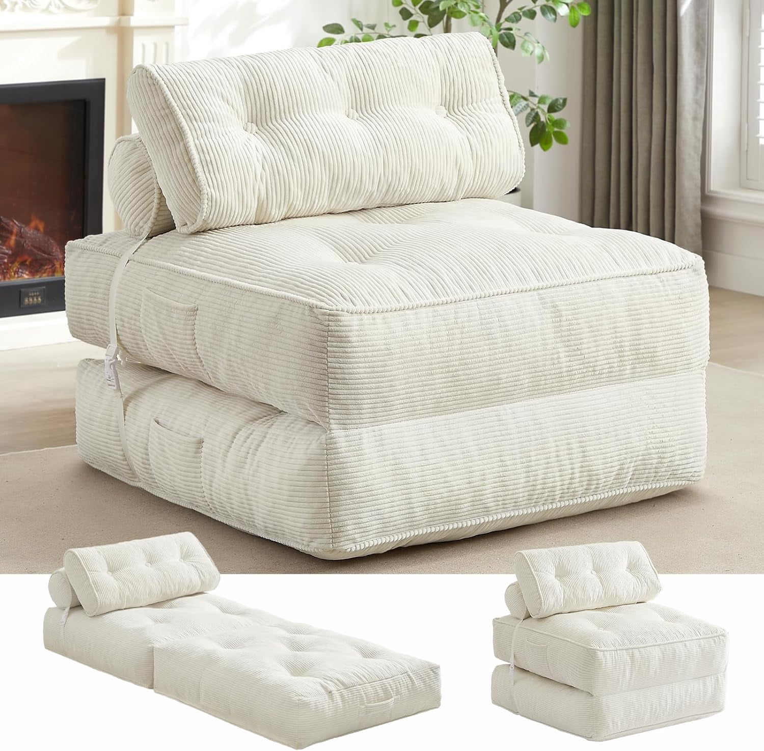 folding couch sofa bed,convertible sleeper chair for adults, corduroy ...