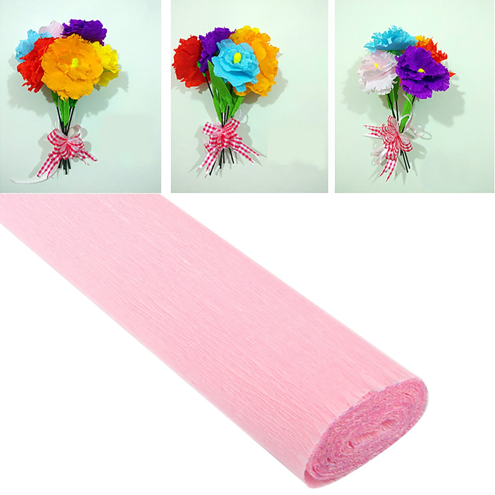 Folding Crinkled Crepe Paper DIY Flower Wrapping Kids Supply Wooden Top ...