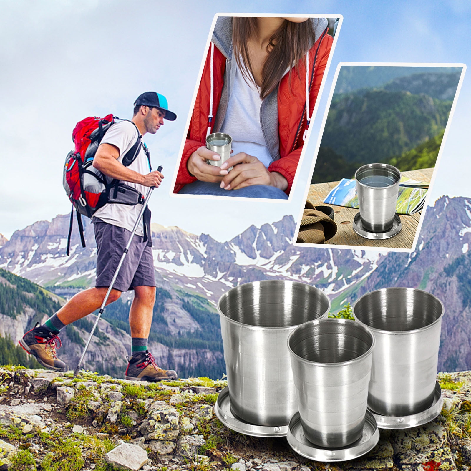 Folding Cup Stainless Steel Travel Telescopic Water Glass, Portable ...