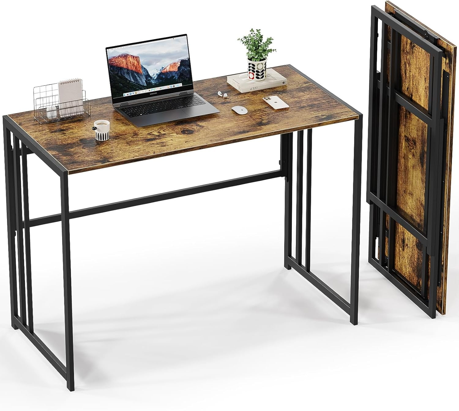 Folding Desk 40'' Computer Desk for Home Office, No Assembly Office ...