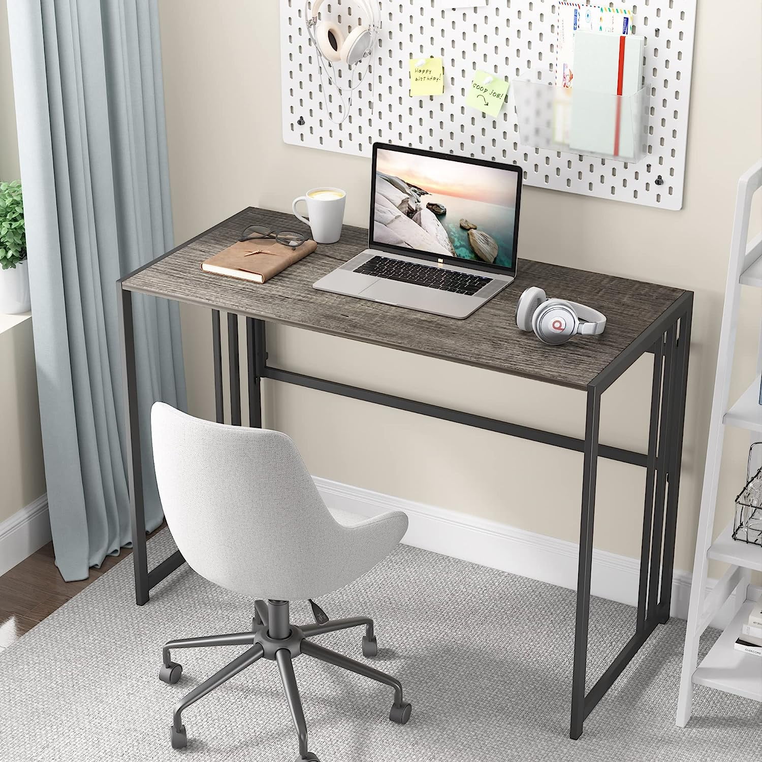 Folding Desk 40'' Computer Desk for Home Office, No Assembly Office ...