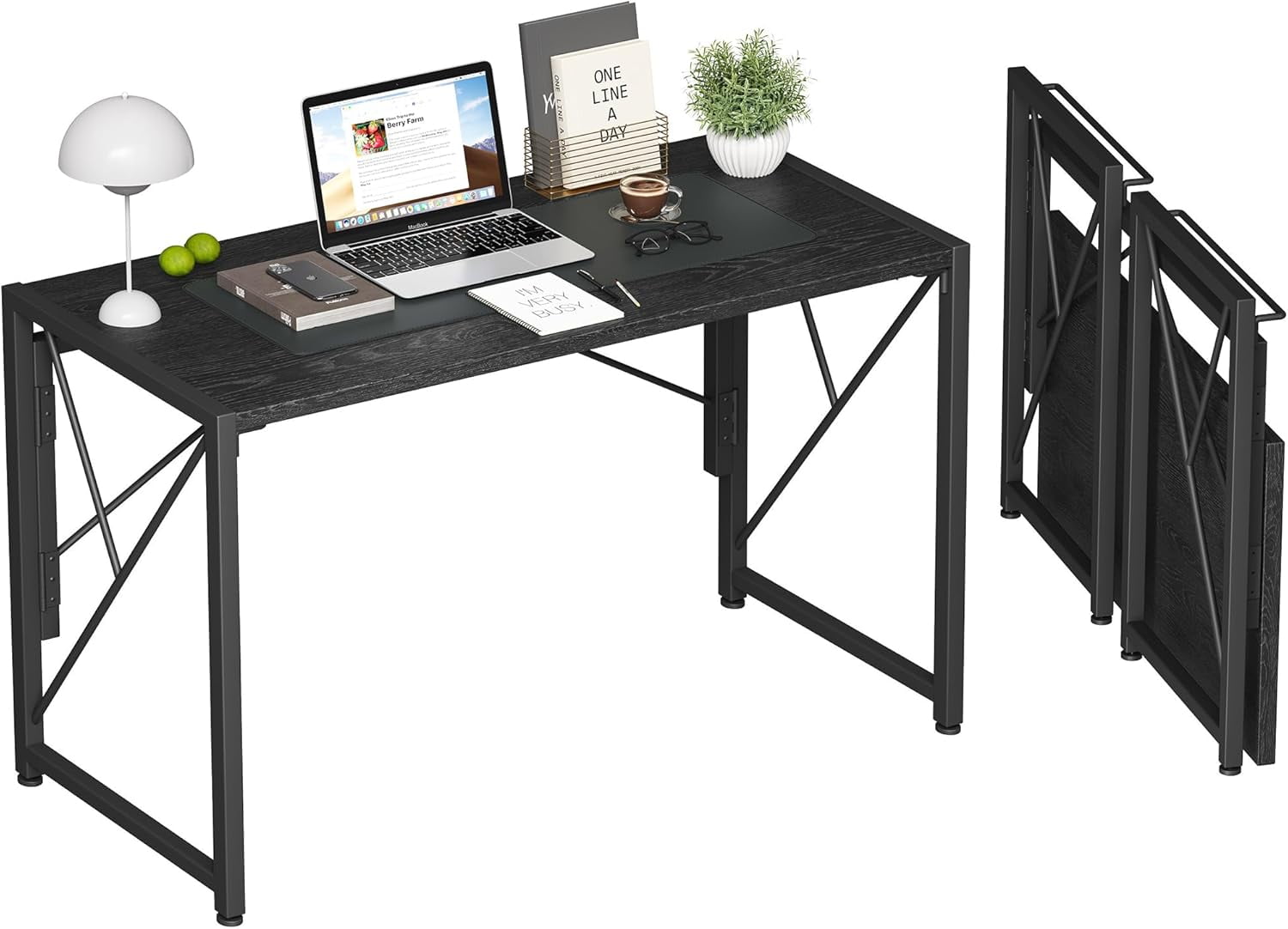 Folding Desk, 40" Foldable Table for Small Spaces, Portable for Bedroom ...