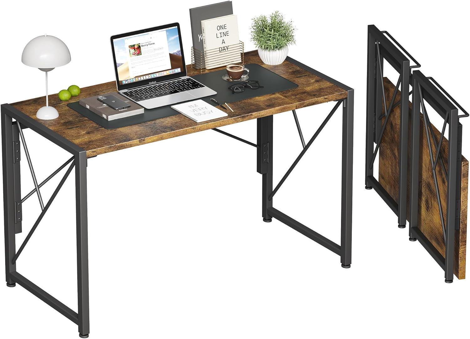 Folding Desk 40" for Small Spaces, Portable for Bedroom, Home Office ...