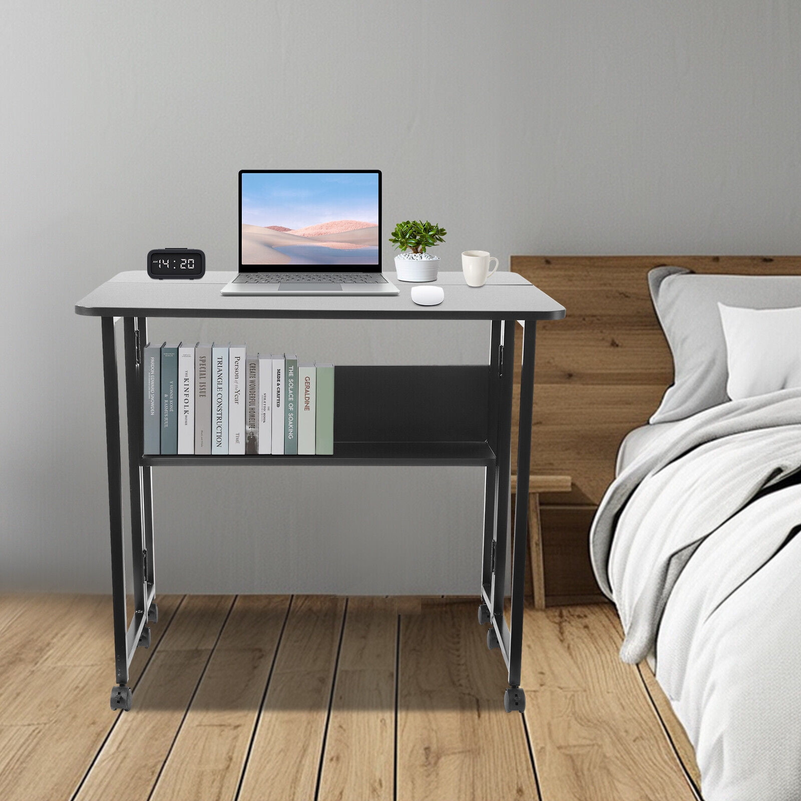 Folding Desk Foldable Computer Desk with Wheels Folding Desk with ...