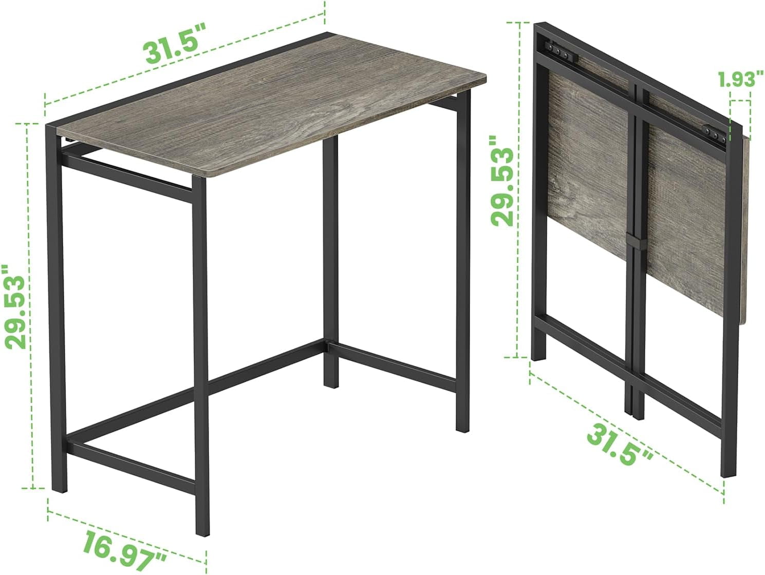 Folding Desk No Assembly Required 31.5" Small Foldable Computer Desk ...