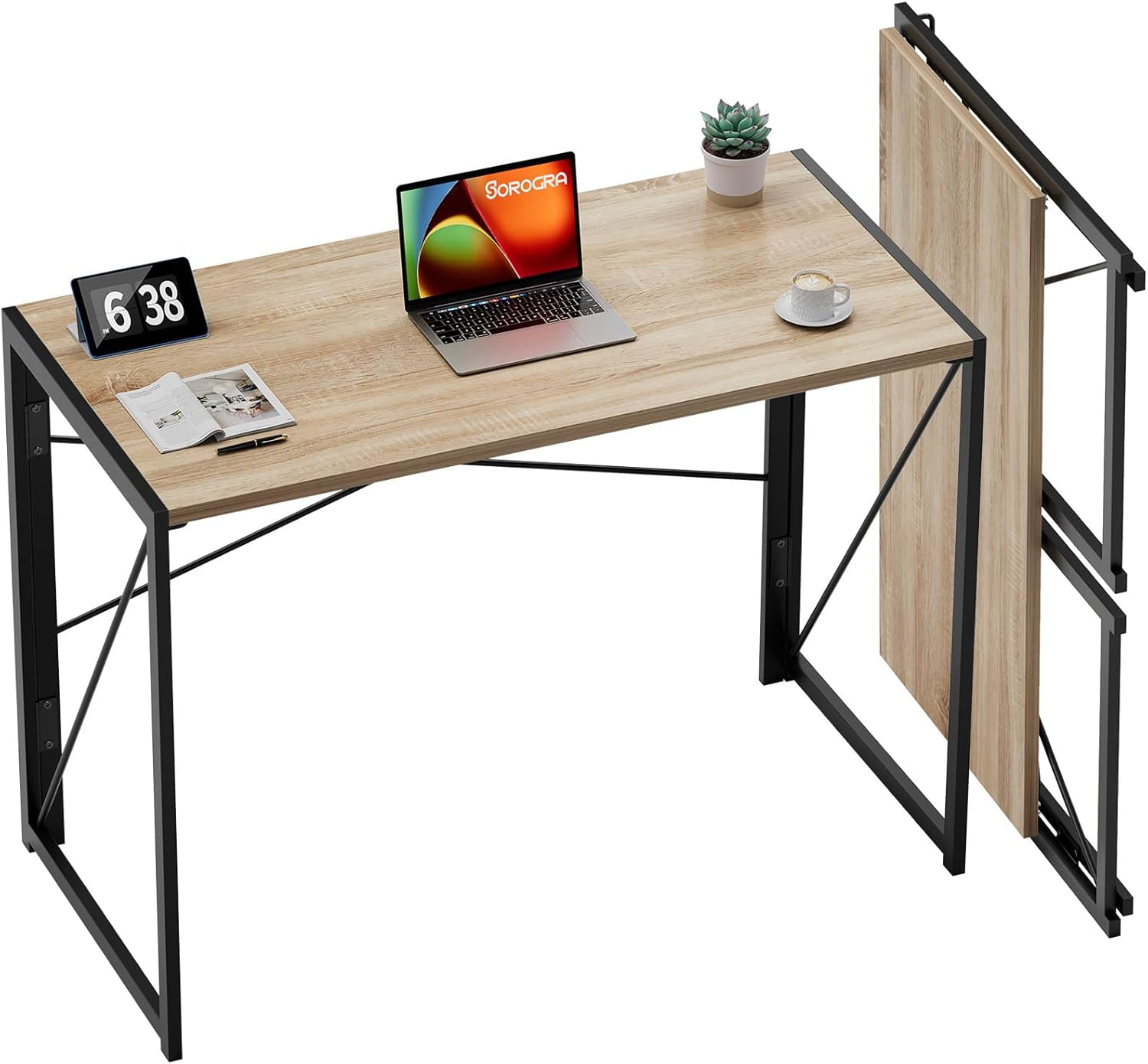 Folding Desk No Assembly Required, 39.4 inch Writing Computer Desk ...
