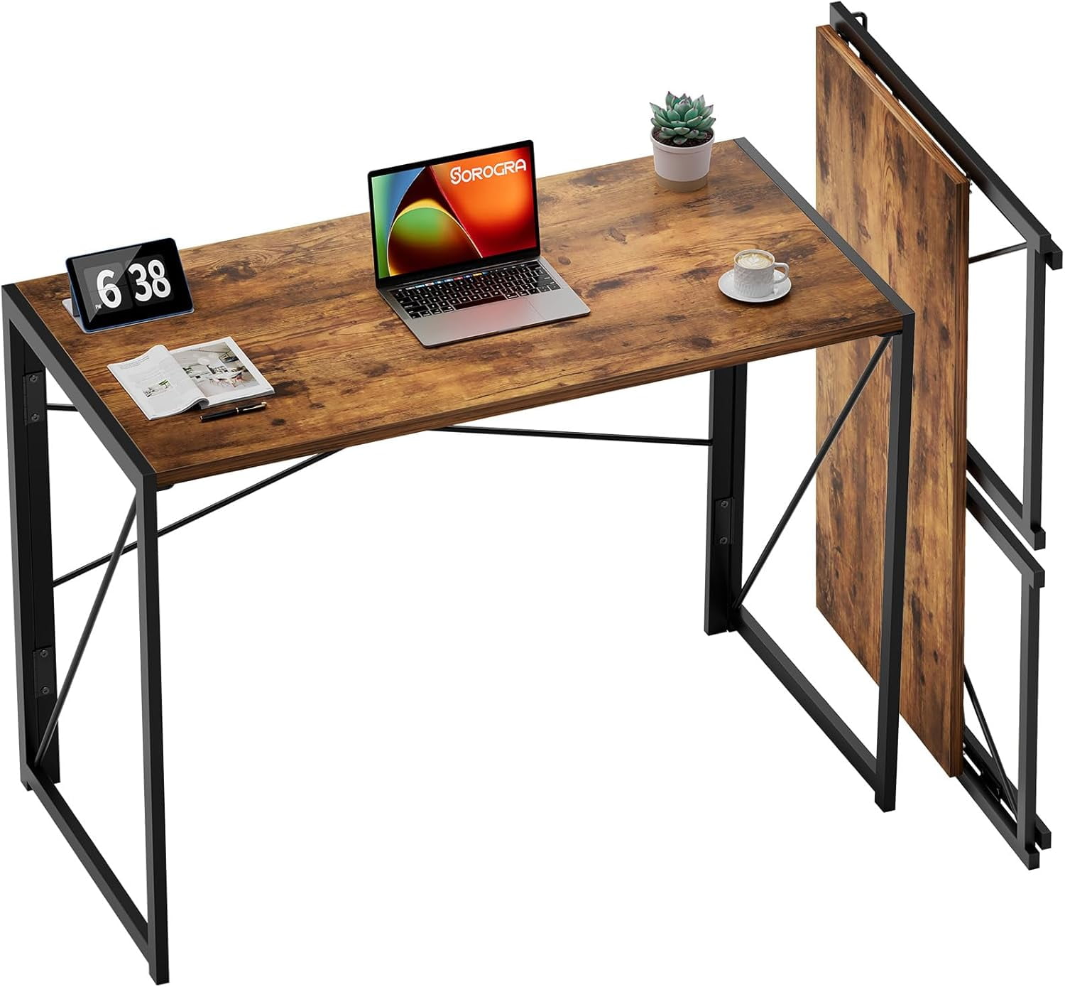 Folding Desk No Assembly Required, 39.4 inch Writing Computer Desk ...