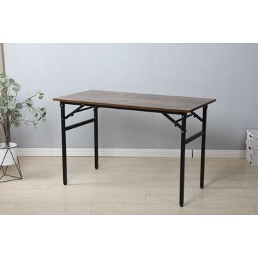 TMS Connection Computer Writing Desk, Natural with Black Metal Legs ...