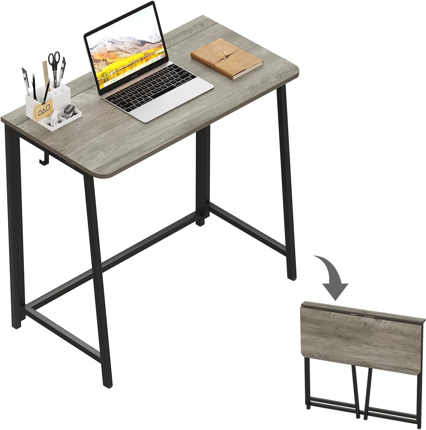 Folding Desk, Small Foldable Desk 31.5" for Small Spaces, Space Saving ...