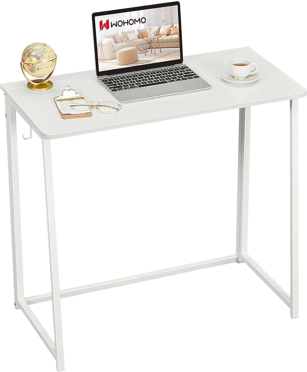Folding Desk, Small Foldable Desk 39.4" for Small Spaces, Space Saving Computer Table Writing ...