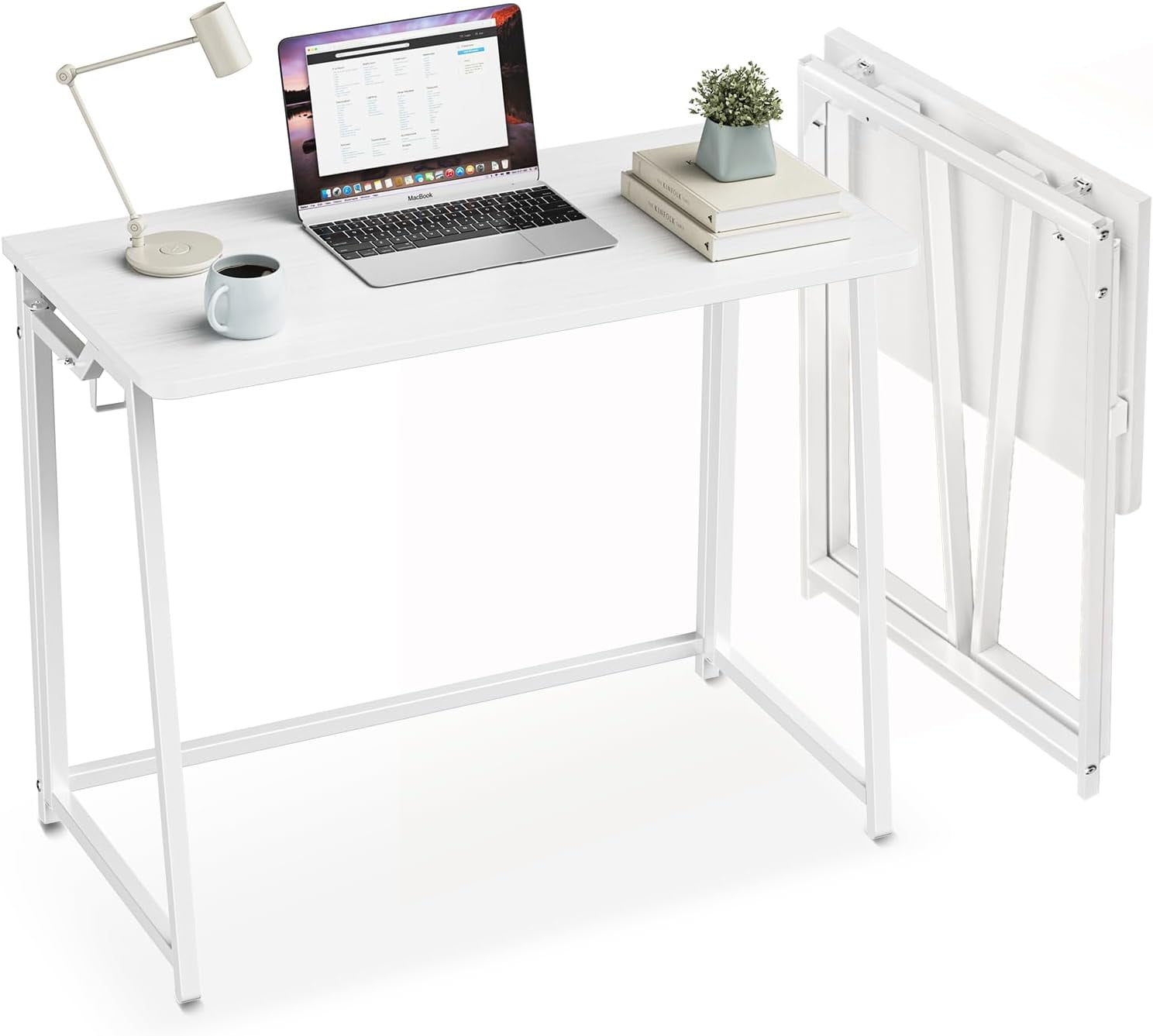 Folding Desk Small Foldable Desk for Small Space, 31.5 Inches Writing Computer Desk in Study ...