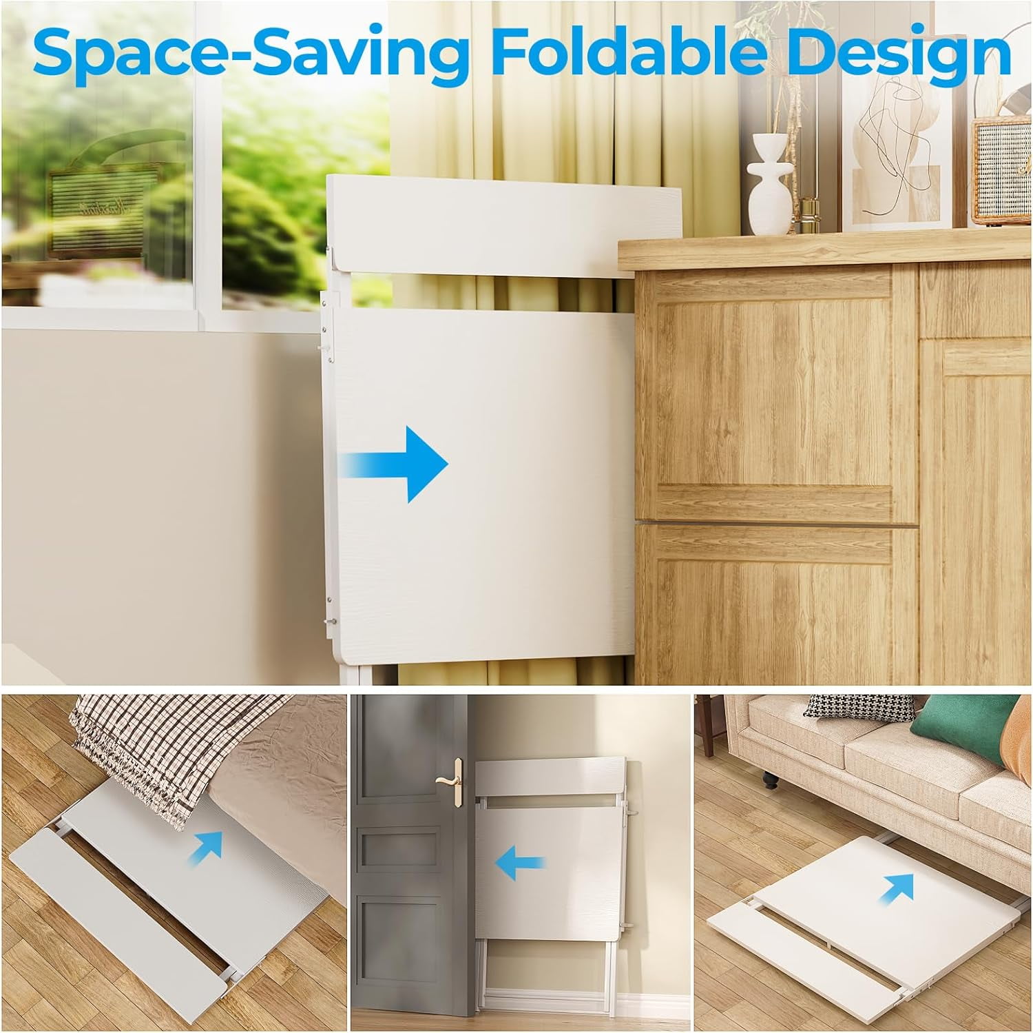 Folding Desk for Small Spaces, 31.5 inch Foldable Table with Storage ...