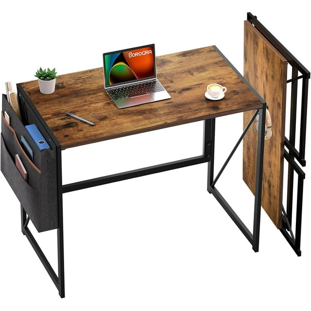 Folding Desk with Storage Pocket for Small Spaces, 31.5 Inch Foldable ...