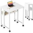 Folding Desk White Desk with Storage Shelf,24.8 inch Foldable Computer ...