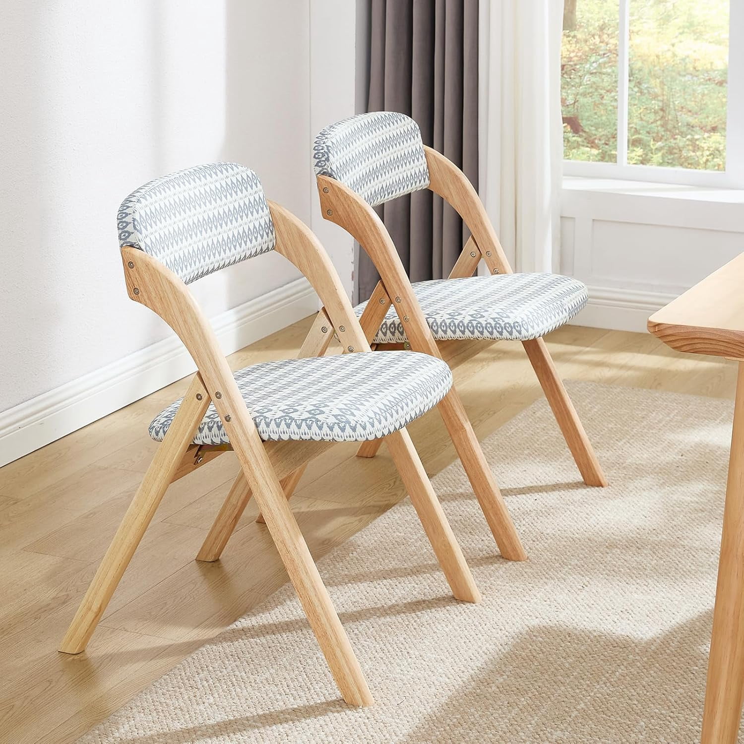 Folding Dining Chairs Padded with Wood Frame Removable Cover for Dining ...