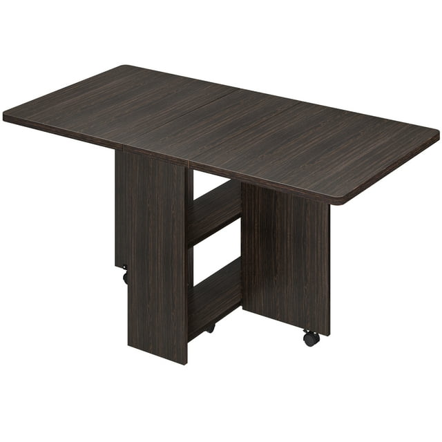 Folding Dining Table with 2 Tier Storage, Extendable Kitchen Table ...