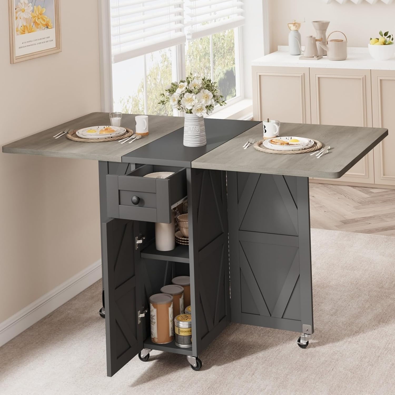 Folding Dining Table, Dining Table Set for 4, Foldable Kitchen Table ...