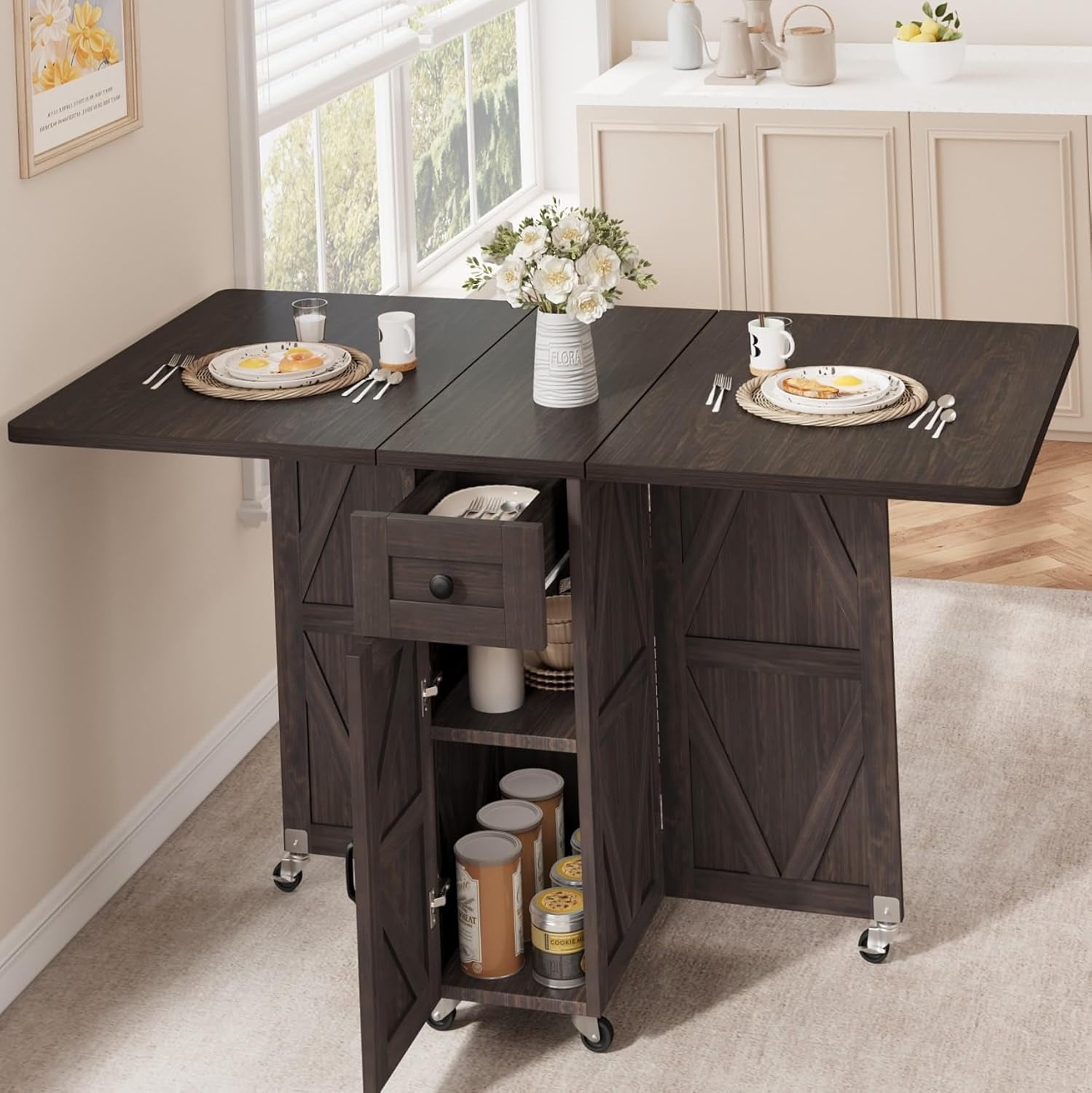 Folding Dining Table, Dining Table Set For 4, Foldable Kitchen Table ...