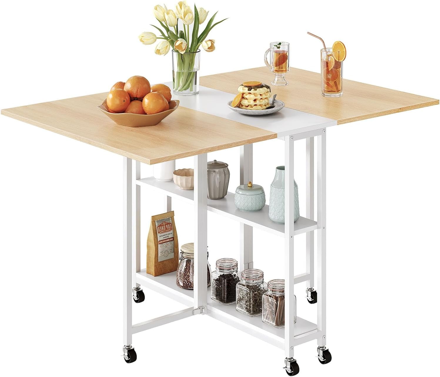 Folding Dining Table, Movable Dining Table, Kitchen Table for Small ...