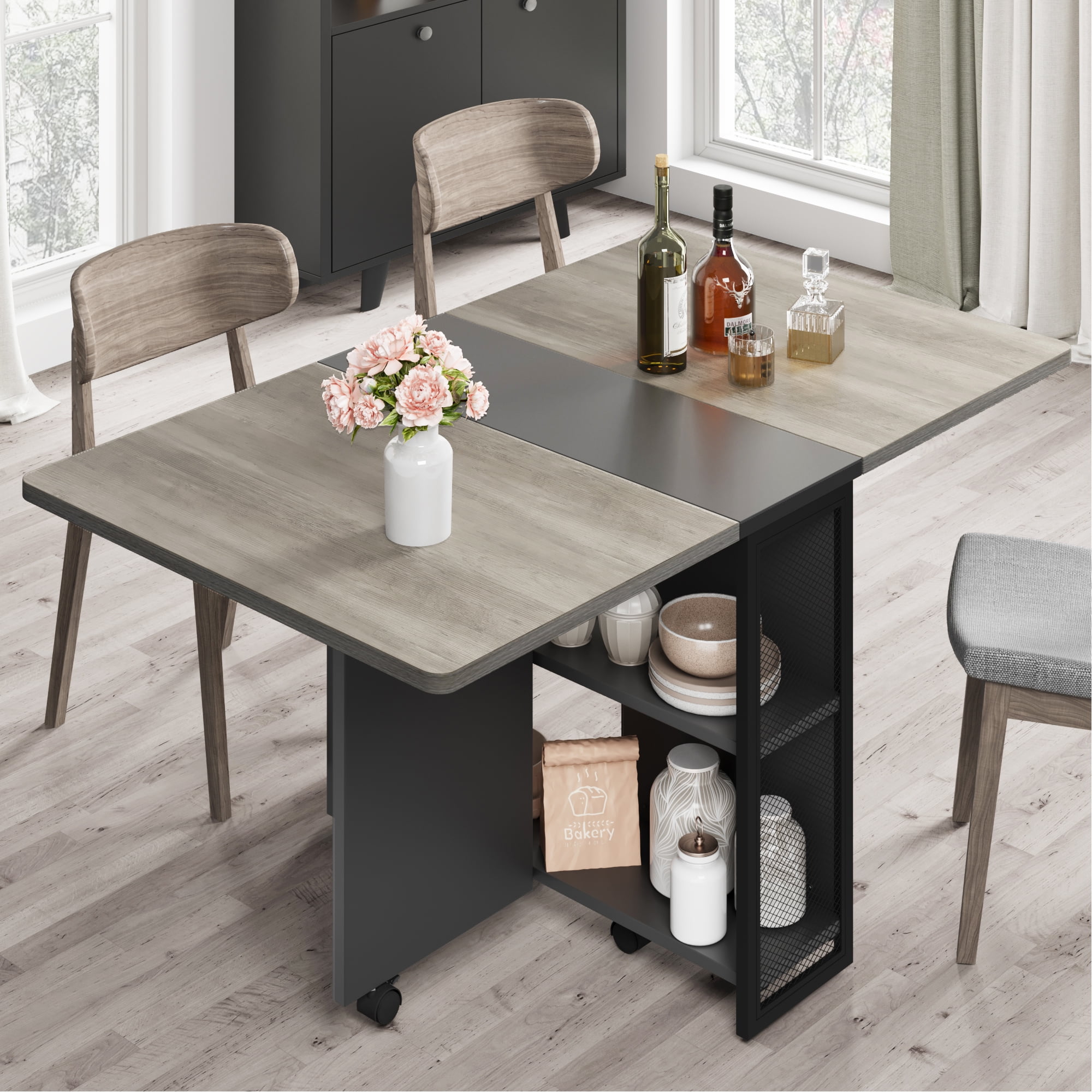 Folding Dining Table, Space Saving Table with Drop Leaf for Small ...