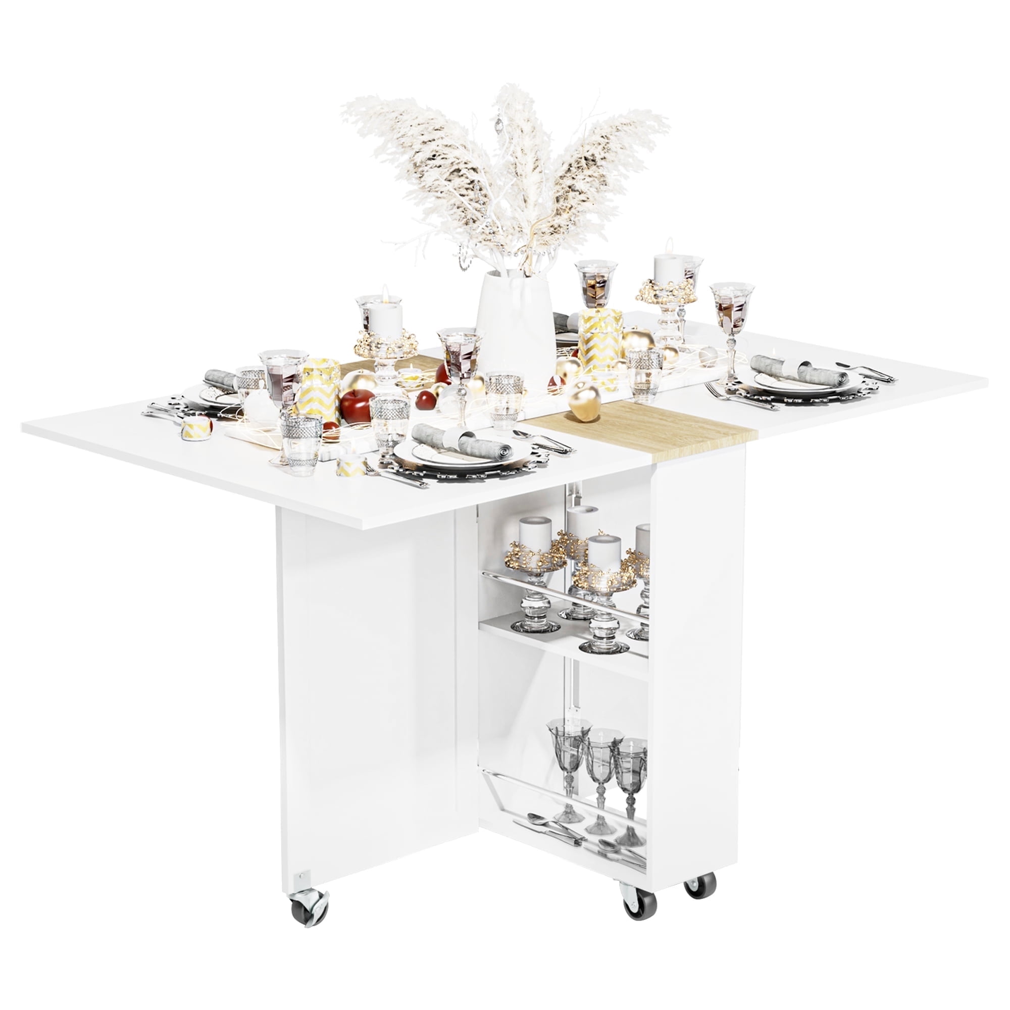 Folding Dining Table, Versatile Foldable Kitchen Dinner Table with ...