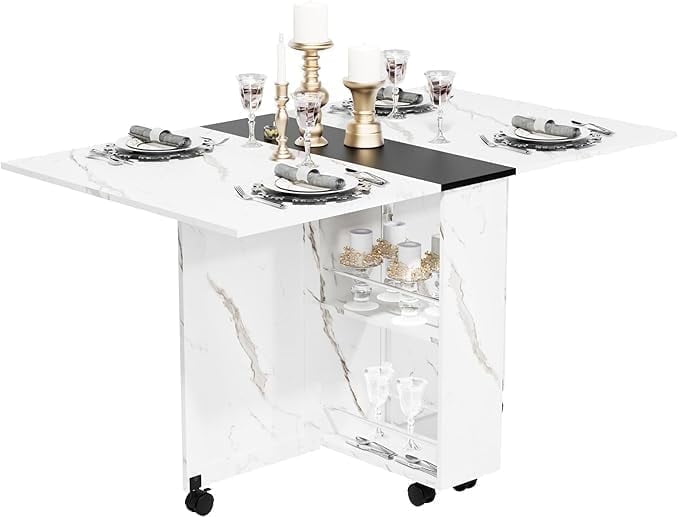 Folding Dining Table, Versatile Foldable Kitchen Dinner Table with ...