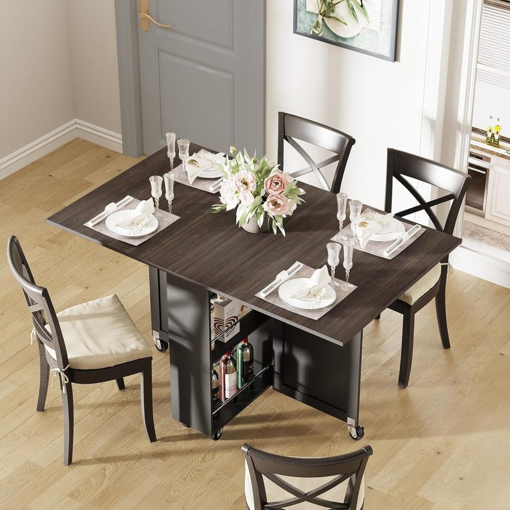 Folding Dining Table, Versatile Foldable Kitchen Dinner Table with ...